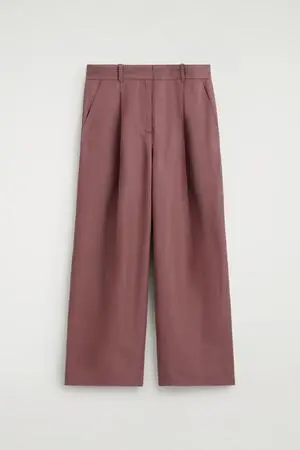 Cos Relaxed Wide-leg Linen-blend Trousers - Brown