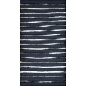 SOLO RUGS Lilly Stripe Handmade Area Rug - Blue