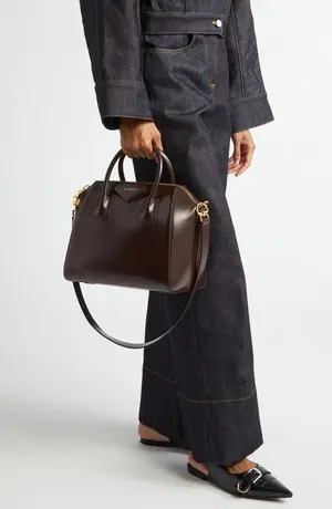 Givenchy Small Antigona Leather Satchel - Ebony Brown