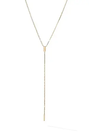 LANA JEWELRY Petite Malibu 14K Gold Tag Lariat Necklace