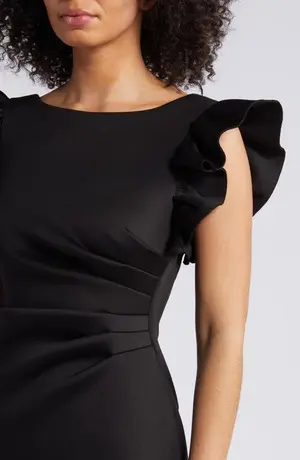 Eliza J Ruffle Sleeve Sheath Cocktail Dress In Black - 55% Off |  Editorialist