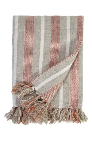 POM POM AT HOME Montecito Stripe Linen Blanket - Terra Cotta/natural
