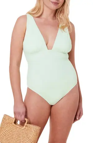 ANDIE Andie Mykonos Plunge One-Piece Swimsuit Pistachio