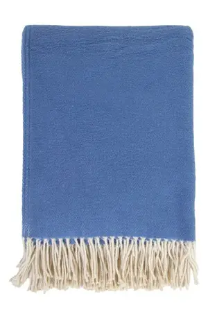 POM POM AT HOME Billie Fringe Cotton Throw Blanket - French Blue