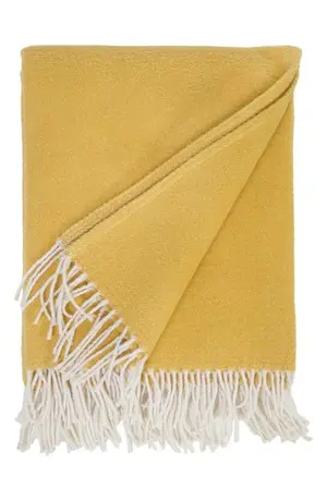 POM POM AT HOME Billie Fringe Cotton Throw Blanket - Mustard