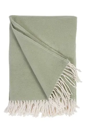POM POM AT HOME Billie Fringe Cotton Throw Blanket - Sage