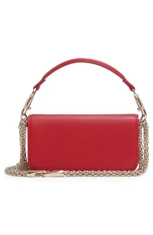 Valentino Garavani Locò Leather Shoulder Bag - Ju5 Rouge Pur