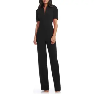 Dress The Population Dress The Population Gloria Front Zip Jumpsuit Black