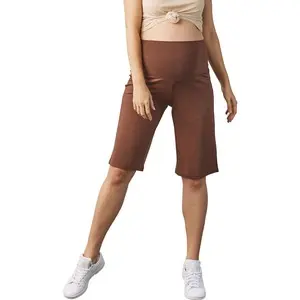 ANGEL MATERNITY Wide Leg Knit Maternity Shorts - Brown