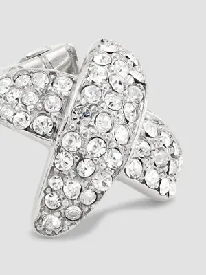 KENNETH JAY LANE Rhodium-plated & Glass Crystal X Clip-on Earrings