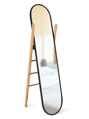 UMBRA Hub Floor Mirror & Ladder - Black - One-color