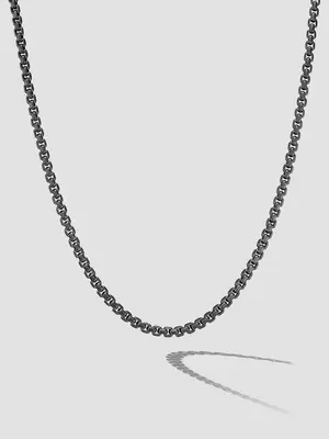 David Yurman Box Chain Necklace In Stainless Steel And Sterling Silver, 5mm - Black