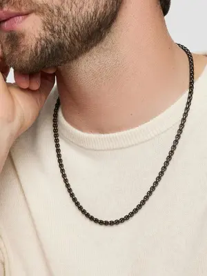 David Yurman Box Chain Necklace In Stainless Steel And Sterling Silver, 5mm