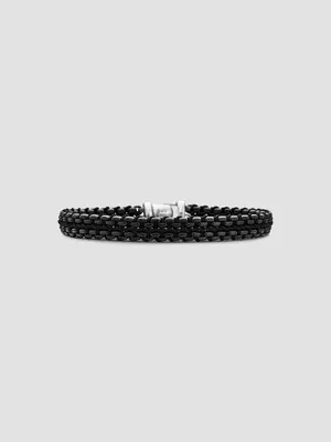 David Yurman Woven Box Chain Bracelet In Sterling Silver Black