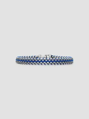 David Yurman Woven Box Chain Bracelet In Sterling Silver Blue