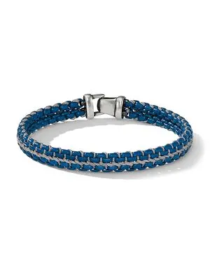 David Yurman Woven Box Chain Bracelet In Sterling Silver Navy