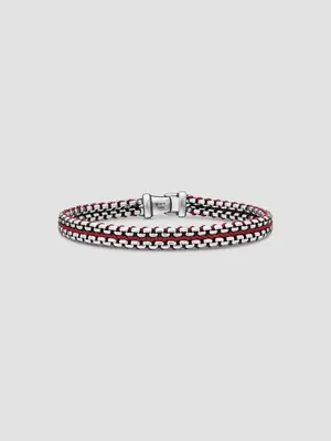 David Yurman Woven Box Chain Bracelet In Sterling - Red