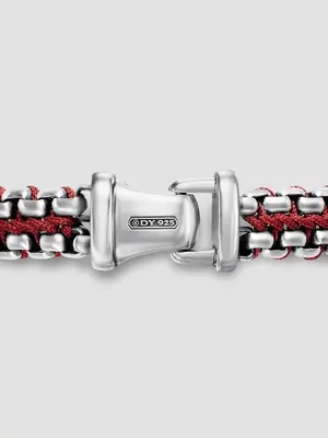 David Yurman Woven Box Chain Bracelet In Sterling - Red
