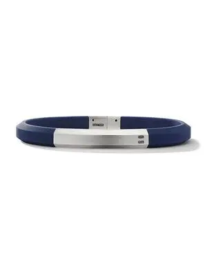 David Yurman Streamline Id Rubber Bracelets With Sterling Silver Blue