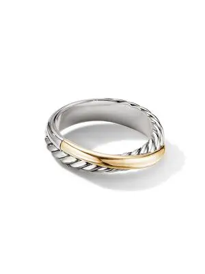 David Yurman Crossover Band Ring In Sterling Silver Yellow Gold