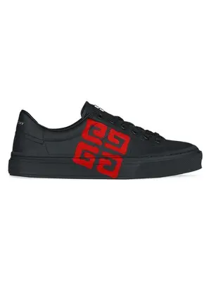 Givenchy Men's City Sport Leather Sneakers - Black Dark Orange - Size 8 - Black Dark Orange  - Black Dark Orange