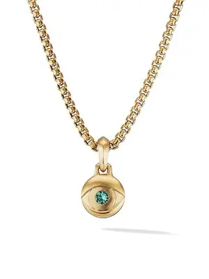 David Yurman Evil Eye Amulet In 18k Yellow Gold - Emerald