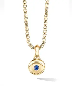David Yurman Evil Eye Amulet In 18k Yellow Gold Sapphire