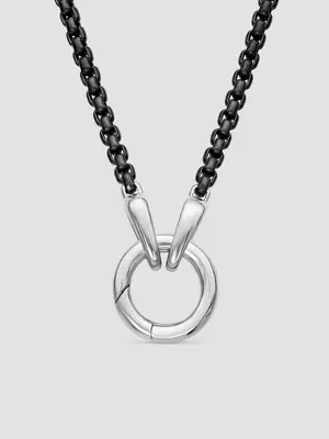 David Yurman Smooth Amulet Box Chain Necklace In Darkened Stainless Steel, 2.7mm - Black