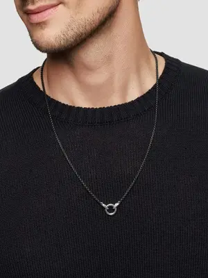 David Yurman Smooth Amulet Box Chain Necklace In Darkened Stainless Steel, 2.7mm