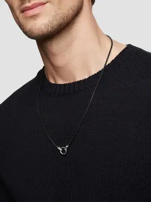 David Yurman Smooth Amulet Box Chain Necklace In Darkened Stainless Steel, 2.7mm