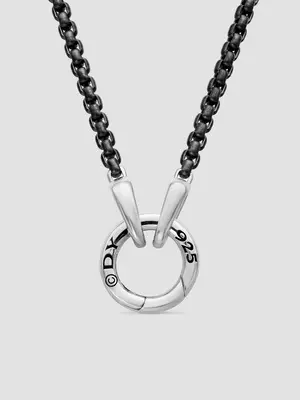 David Yurman Smooth Amulet Box Chain Necklace In Darkened Stainless Steel, 2.7mm