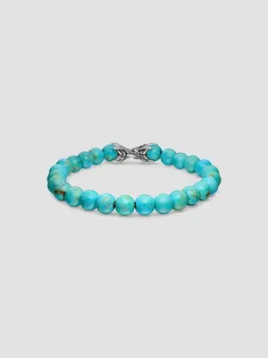 David Yurman Spiritual Beads Bracelet In Sterling Silver Turquoise