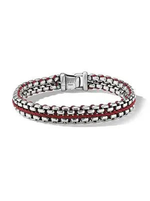 David Yurman Men's Woven Box Chain Bracelet With Nylon - Black  Burgundy