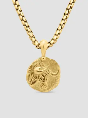 David Yurman Taurus Amulet In 18k Yellow 27mm - Gold