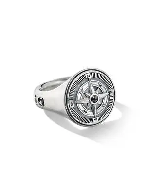 David Yurman Maritime Compass Signet Ring In Sterling Silver - Black