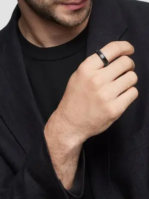 David Yurman Beveled Band Ring In Titanium - Black