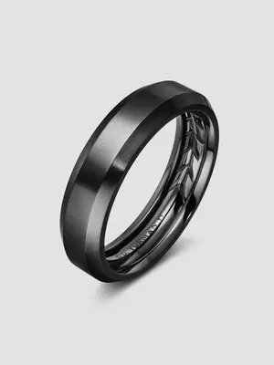 David Yurman Beveled Band Ring In Titanium - Black