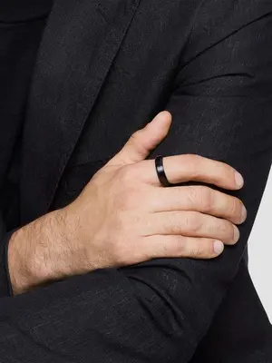David Yurman Beveled Band Ring In Titanium - Black