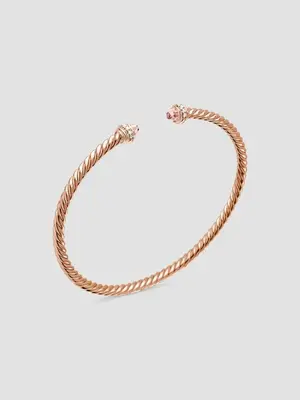 David Yurman Cablespira Color Bracelet In 18k Rose Gold With And Pavé Diamonds