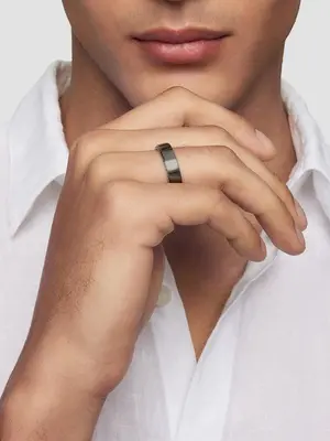 David Yurman Streamline Band Ring With Titanium - Grey