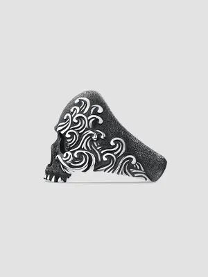 David Yurman Waves Skull Ring With Pavé Diamonds