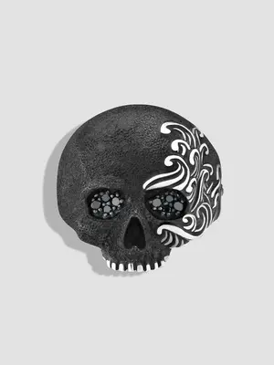 David Yurman Waves Skull Ring With Pavé Diamonds