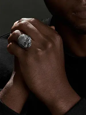 David Yurman Waves Skull Ring With Pavé Diamonds