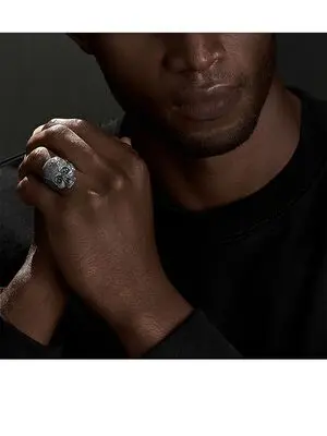 David Yurman Waves Skull Ring With Pavé Diamonds