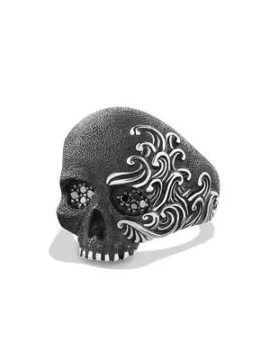 David Yurman Waves Skull Ring With Pavé Diamonds