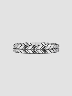 David Yurman Chevron Woven Bracelet With Pavé Diamonds - Black