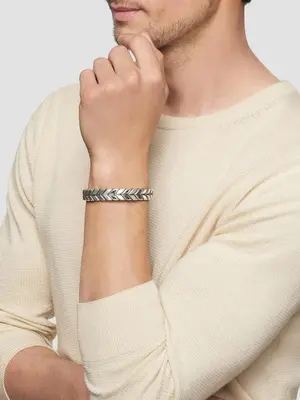David Yurman Chevron Woven Bracelet With Pavé Diamonds