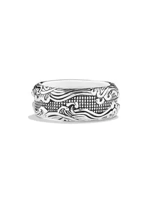 David Yurman Waves Band Ring In 10mm - Sterling Silver