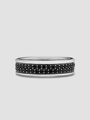 David Yurman Streamline Two Row Band Ring With Pavé Diamonds - Black