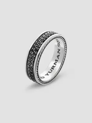 David Yurman Streamline Two Row Band Ring With Pavé Diamonds - Black